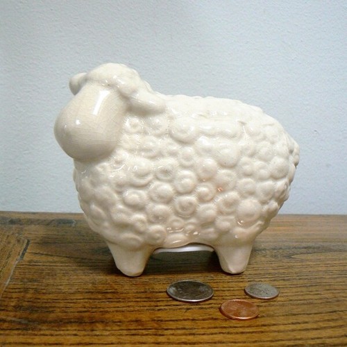 Ceramic Sheep Coin Bank Crazed Crackle Finish STG | eBay