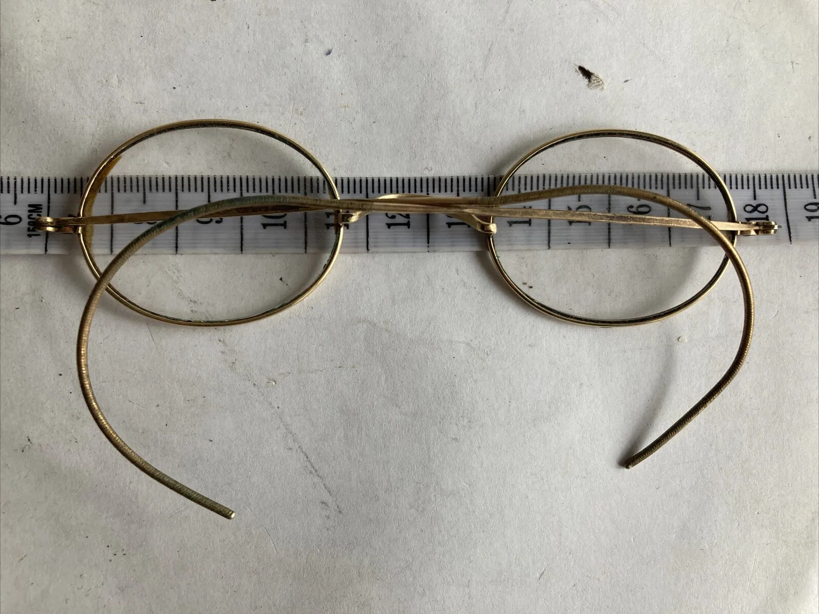 Antique Wire Rimmed Oval Eye Glasses Gold Tone Signed… - Gem