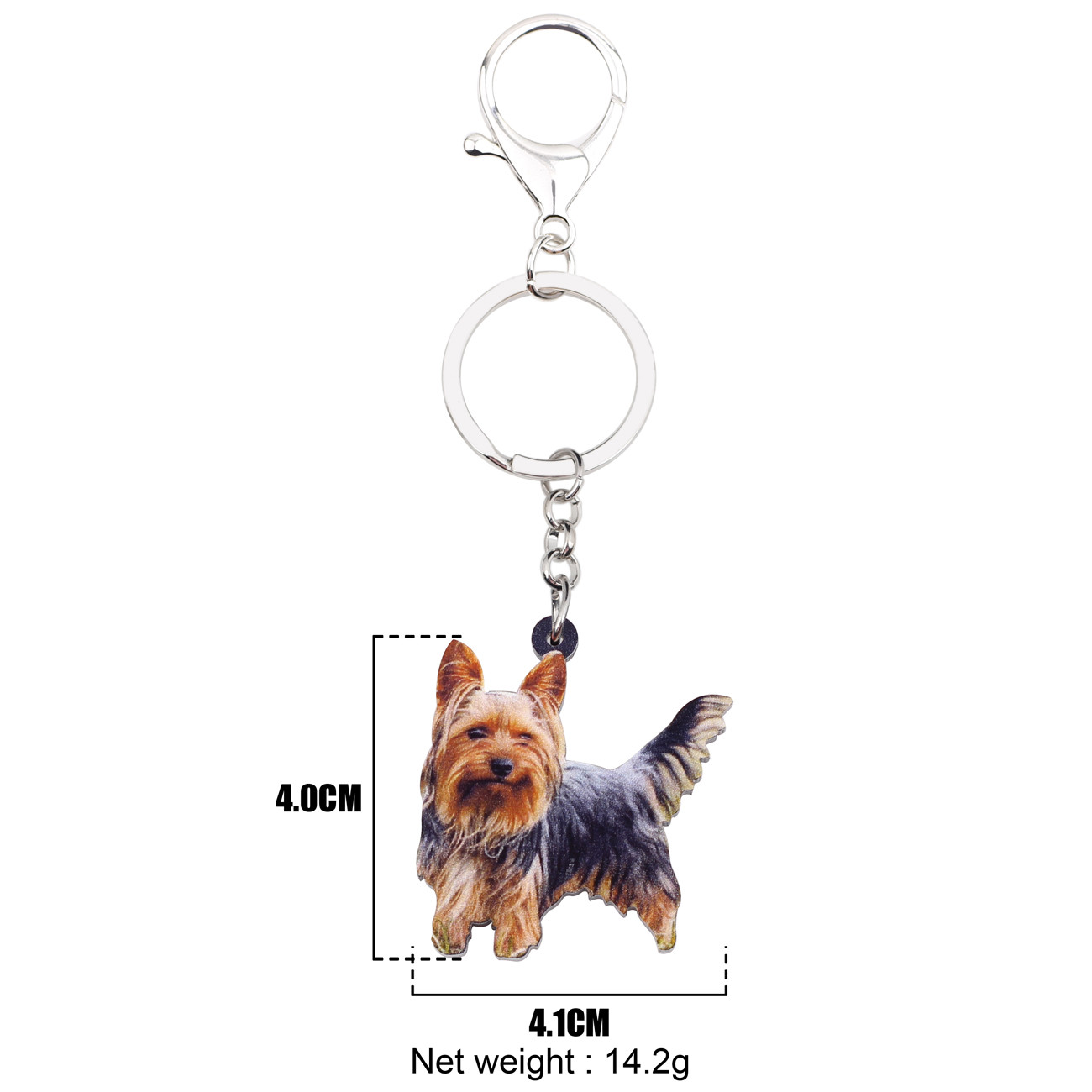 Acrylic Yorkshire Terrier Dog Car KeyChain Purse Bag Jewelry For Women ...