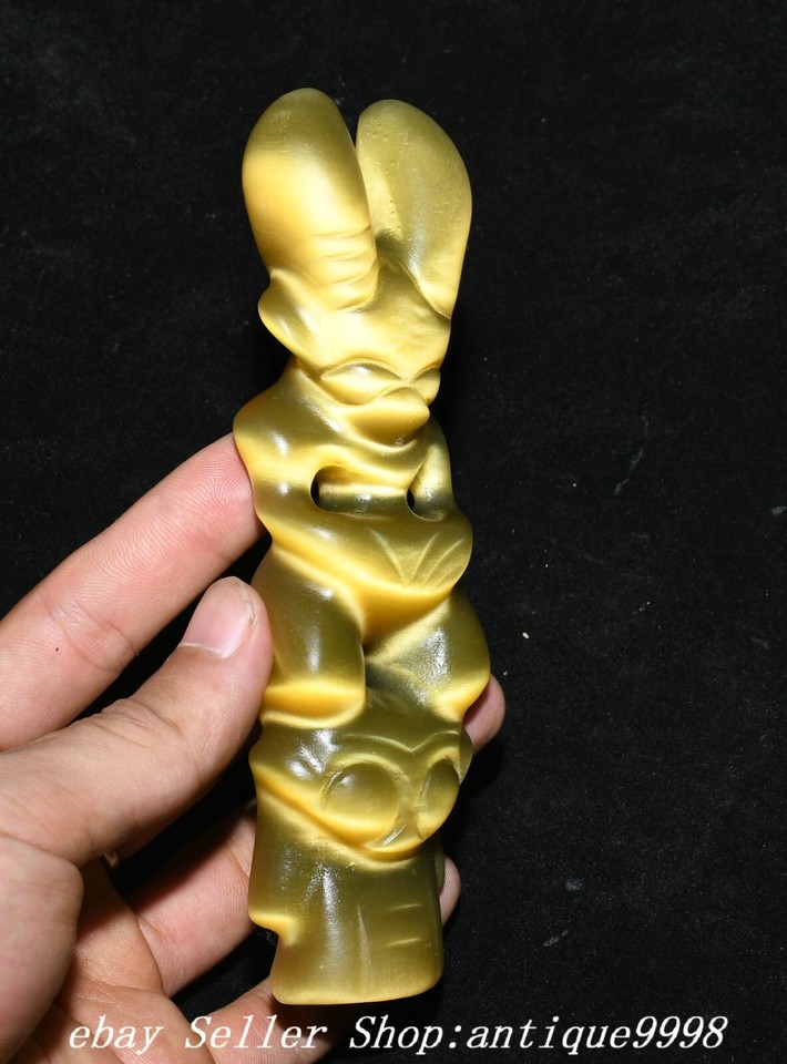 5.9''Hongshan Culture Yellow Cat's Eye Stone Sun God Helios Sun-God ...