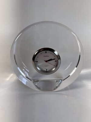 Exquisite ORREFORS Crystal Round Art Glass Desk CLOCK | eBay