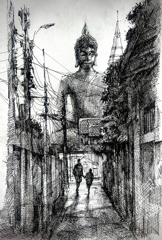 Original ACEO Love Live Ink Line Art Medium Marker on Paper Signed by ...