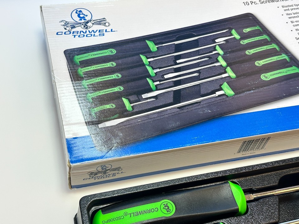 NEW Cornwell Tools CSD10SG 10pc NEON GREEN Square Grip Screwdriver Set ...