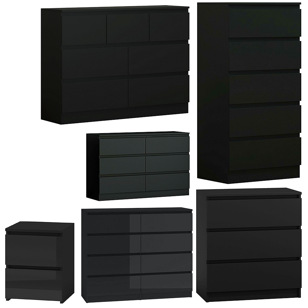 Matt Black Chest Of Drawers Beside Table Unit Modern Design Bedroom ...