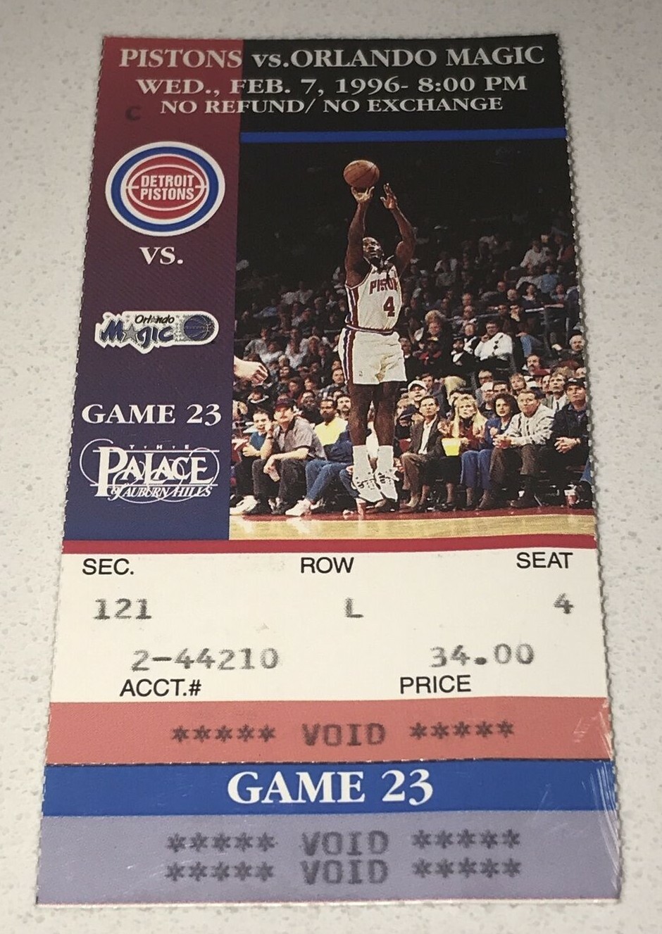 Orlando Magic Detroit Pistons NBA Ticket Stub Grant Hill Shaq & Penny ...