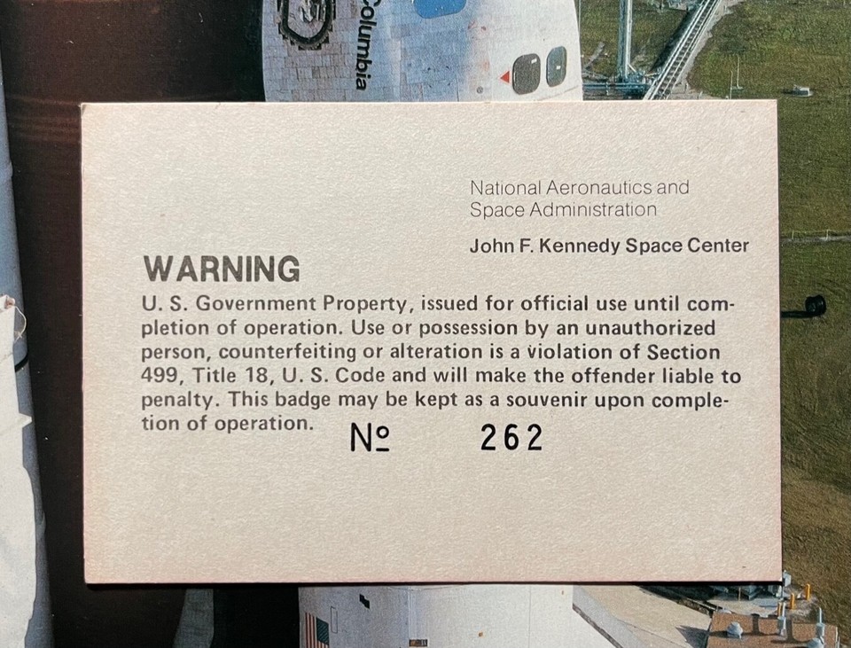 STS-2 NASA ISSUED CONTRACTOR BADGE NUMBERED SECOND COLUMBIA MISSION | eBay