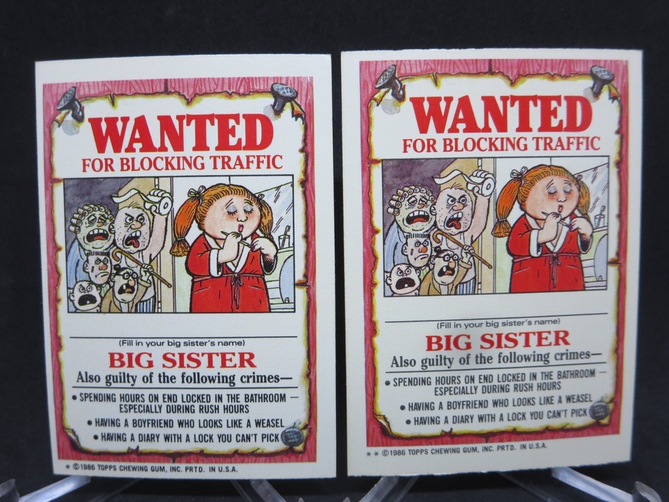 1986 Garbage Pail Kids OS3 110a+b Snooty Sam U.S. Arnie Decent Shape KL ...