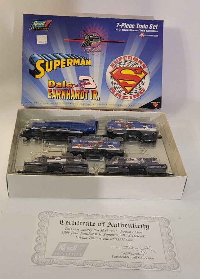 NASCAR Dale Earnhardt Jr Superman 7- piece train set 1999 AC Delco H.O ...