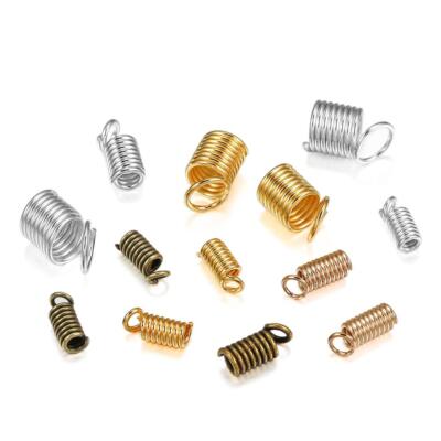 100X Spring Crimp Ends Fastener Connector Round Cord Crimp Beads ...
