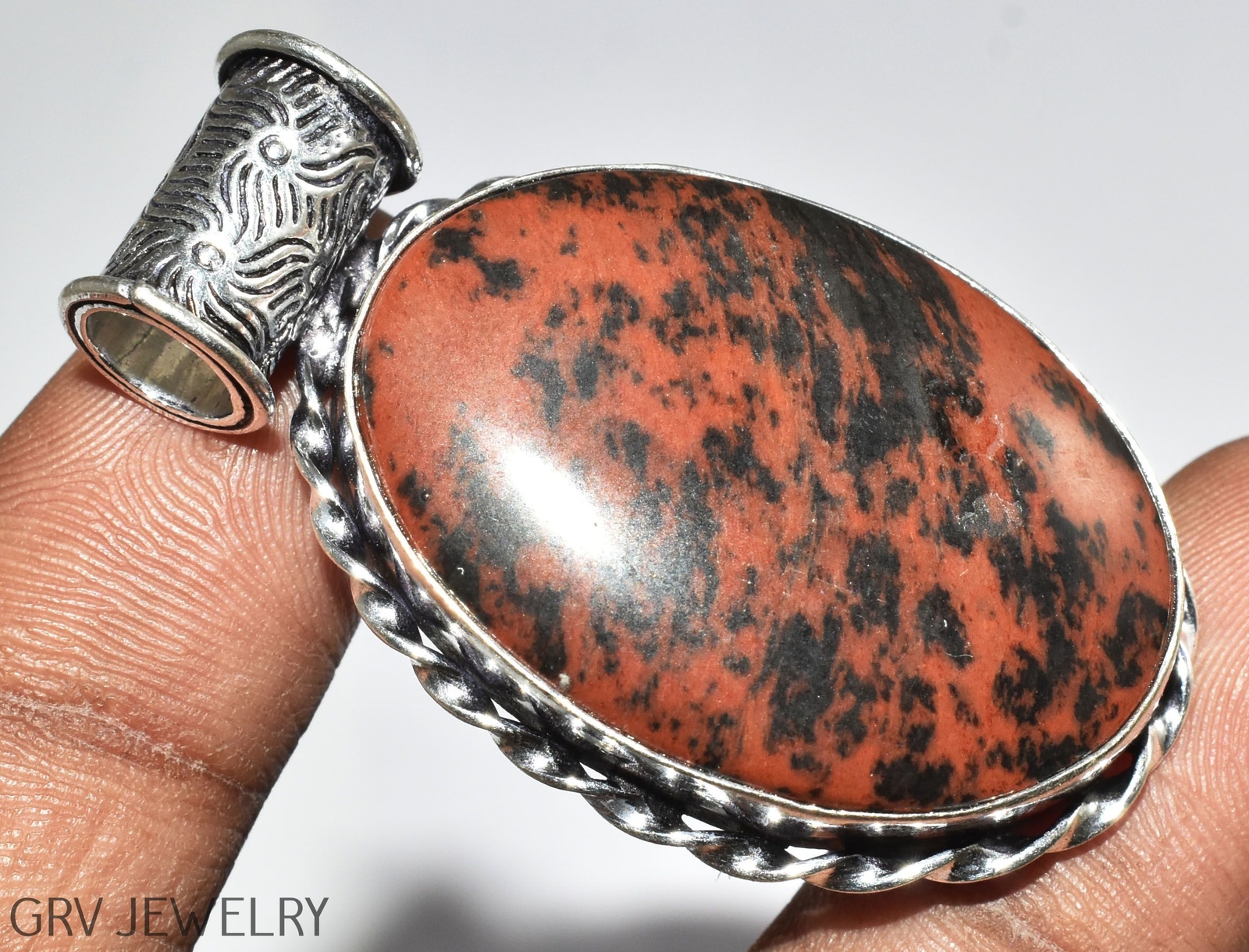 Mahogany Obsidian Gemstone 1.6" Handmade Pendant 925 Silver Plated U498-D103 | eBay