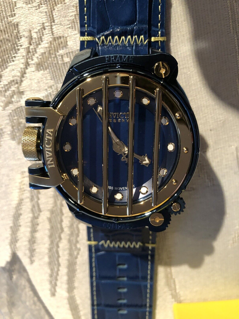 Invicta Reserve 34856 52mm Blue Stainless Steel Case with Blue Leather ...