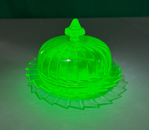 Uranium Jeanette Sierra Pinwheel Butter Dish 1930's, Glows Green Under ...