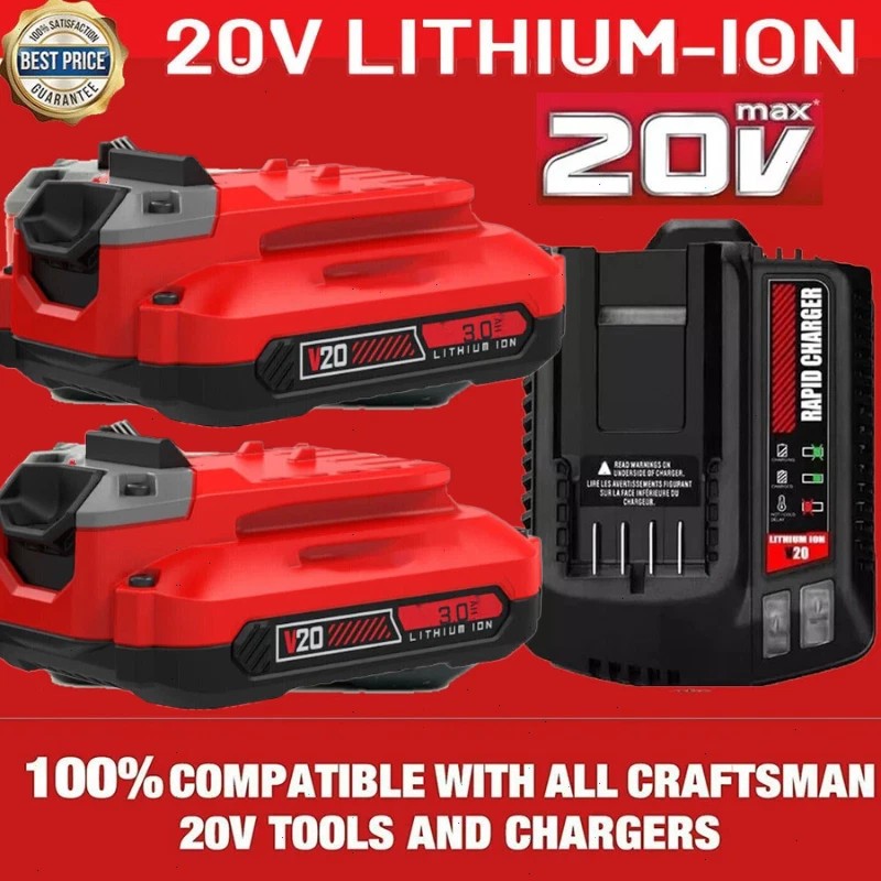 2 Pack 20V V20 2.0Ah For Craftsman 20Volt MAX Li-ion Battery CMCB202 ...