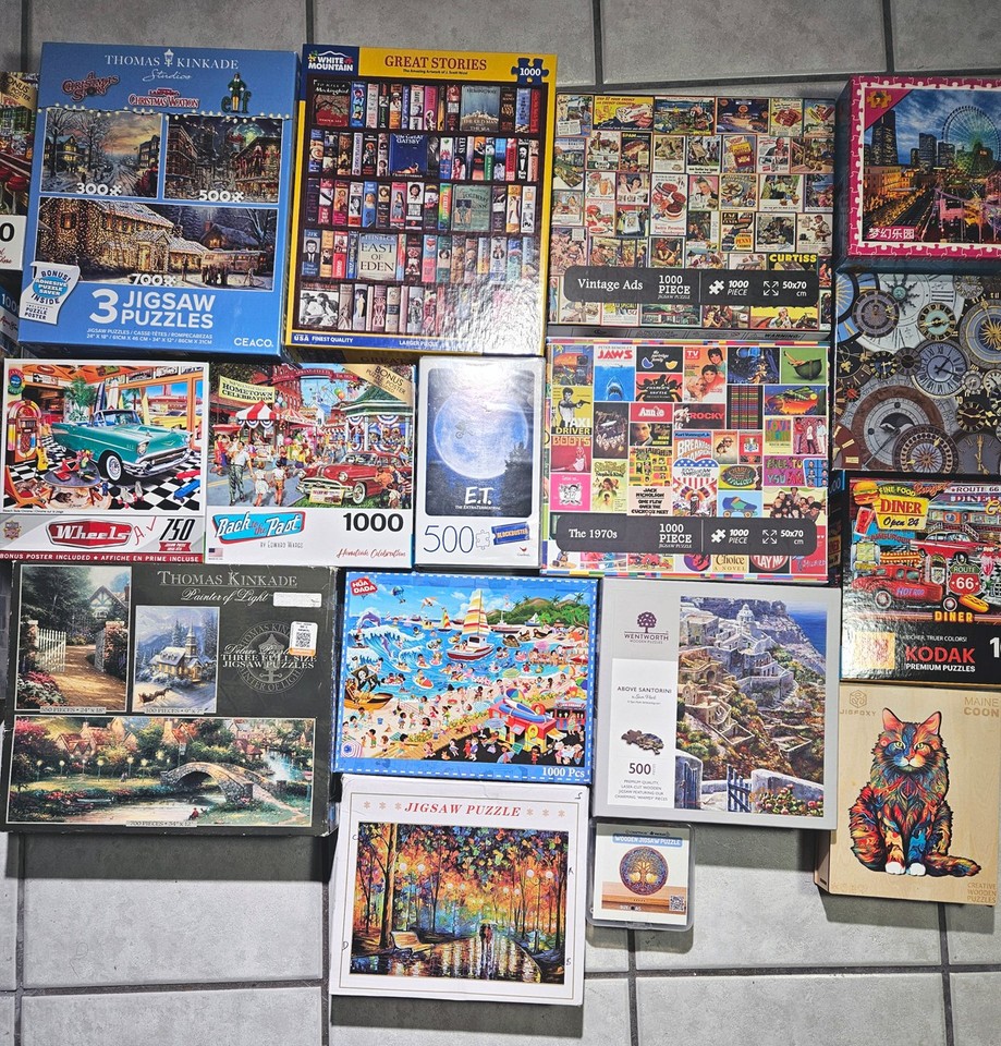 LOT OF 20 VARIETY JIGSAW PUZZLE MIXED 500, 1000 PCS. ALL TYPES & SCENES ...