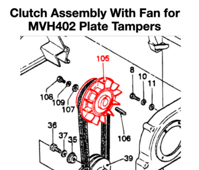 Multiquip Clutch Assembly With Fan for MVH402 Plate Tampers 457910080 ...