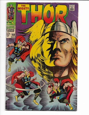 THOR 158 - VG+ 4.5 - CLASSIC KIRBY COVER - ORIGIN ISSUE - LOKI - ODIN ...