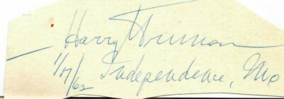 RARE!! “33rd U.S. President" Harry Truman Cut Signature COA | eBay