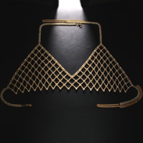 Women Bras Chest Rhinestone Necklace Squares Bikini Metal Sexy Body ...