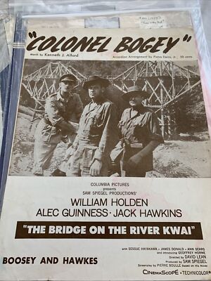 Colonel Bogey Bridge on the River Kwai 1943 Vintage Sheet Music Holden ...