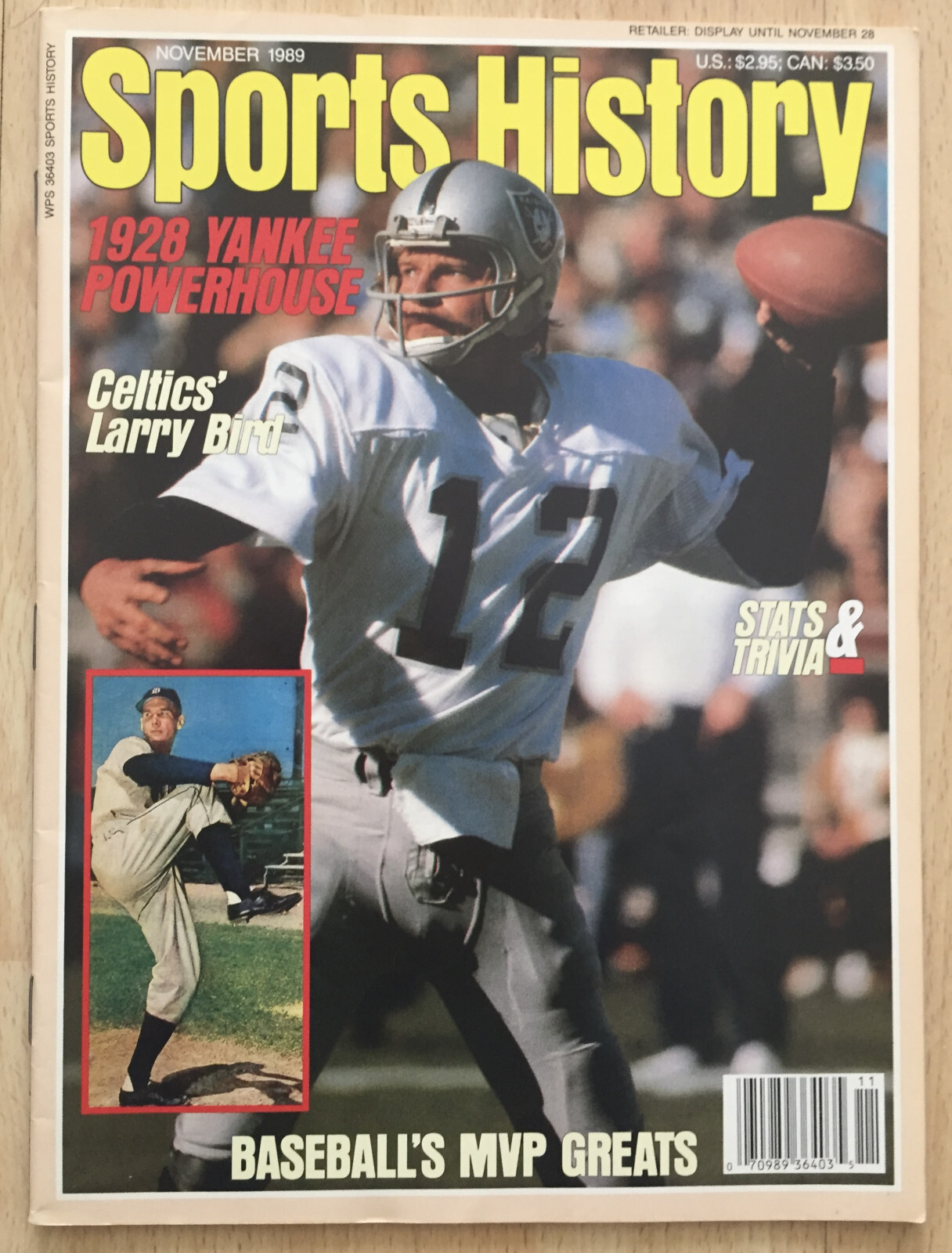 KEN STABLER OAKLAND RAIDERS 1989 SPORTS HISTORY MAGAZINE NO LABEL 1928 ...