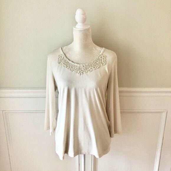 212 Collection Ivory Blouse Crochet Lace Top - Gem