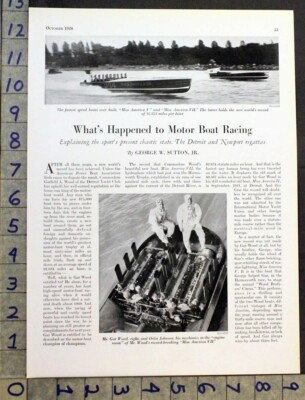 1928 SPEEDBOAT MOTOR RACING GAR WOOD MISS AMERICA VII INSERT PHOTO AD ...