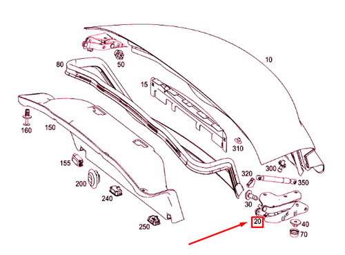MERCEDES-BENZ S A217 Right Side Rear Lid Hinge Lever A2177500428 NEW ...