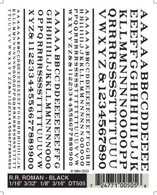 Woodland Scenics Railroad Roman Black Letters Dry Transfer Decals DT505 ...