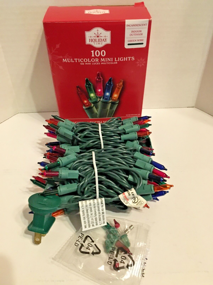 Holiday Time 100 Count Multicolor Mini Light Set Green Wire Indoor ...
