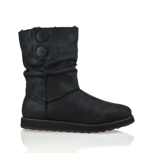 Womens Skechers Mid Calf Warm Fur Winter Walking Memory Foam Boots ...