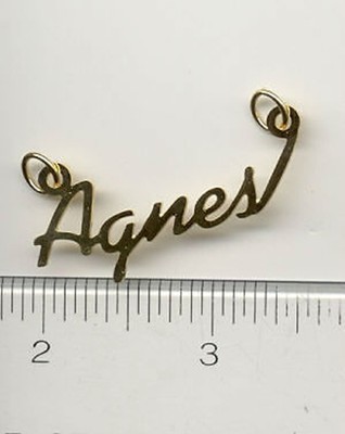 14KT GOLD PLATED "AGNES" PERSONALIZED NAMEPLATE WORD CHARM | eBay