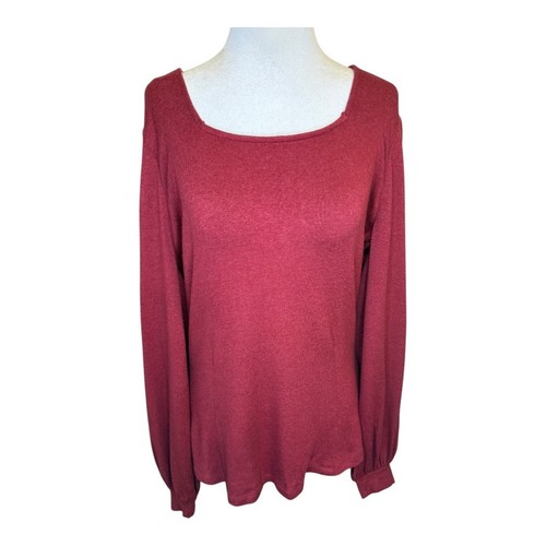 Nordstrom Women's XL Red Square Neck Long Sleeve Blouse Casual Top NWOT ...