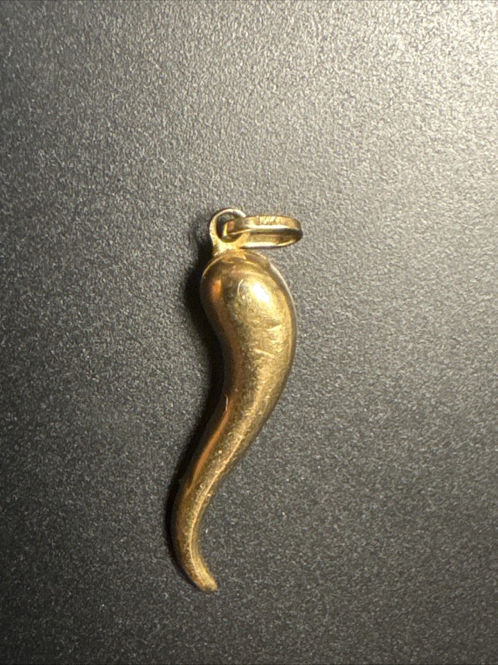 14k Yellow Gold Cornicello Italian Horn Twisted Good Luck Pendant Charm ...