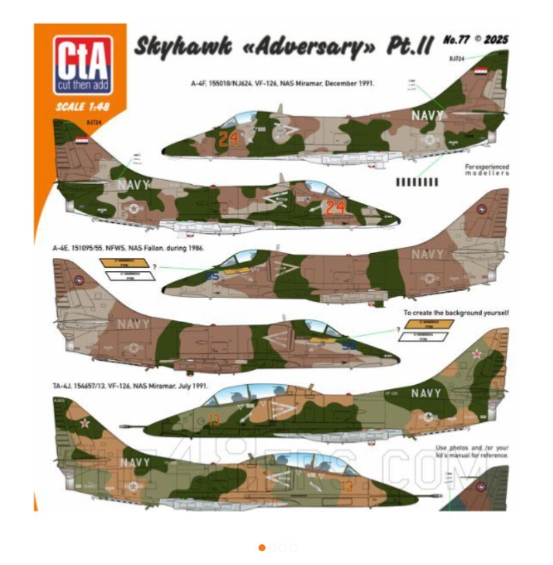 CtA Models 077 1/48 Decal for Skyhawk "Adversary" Pt.II VF-1262 NFWS2 4 ...