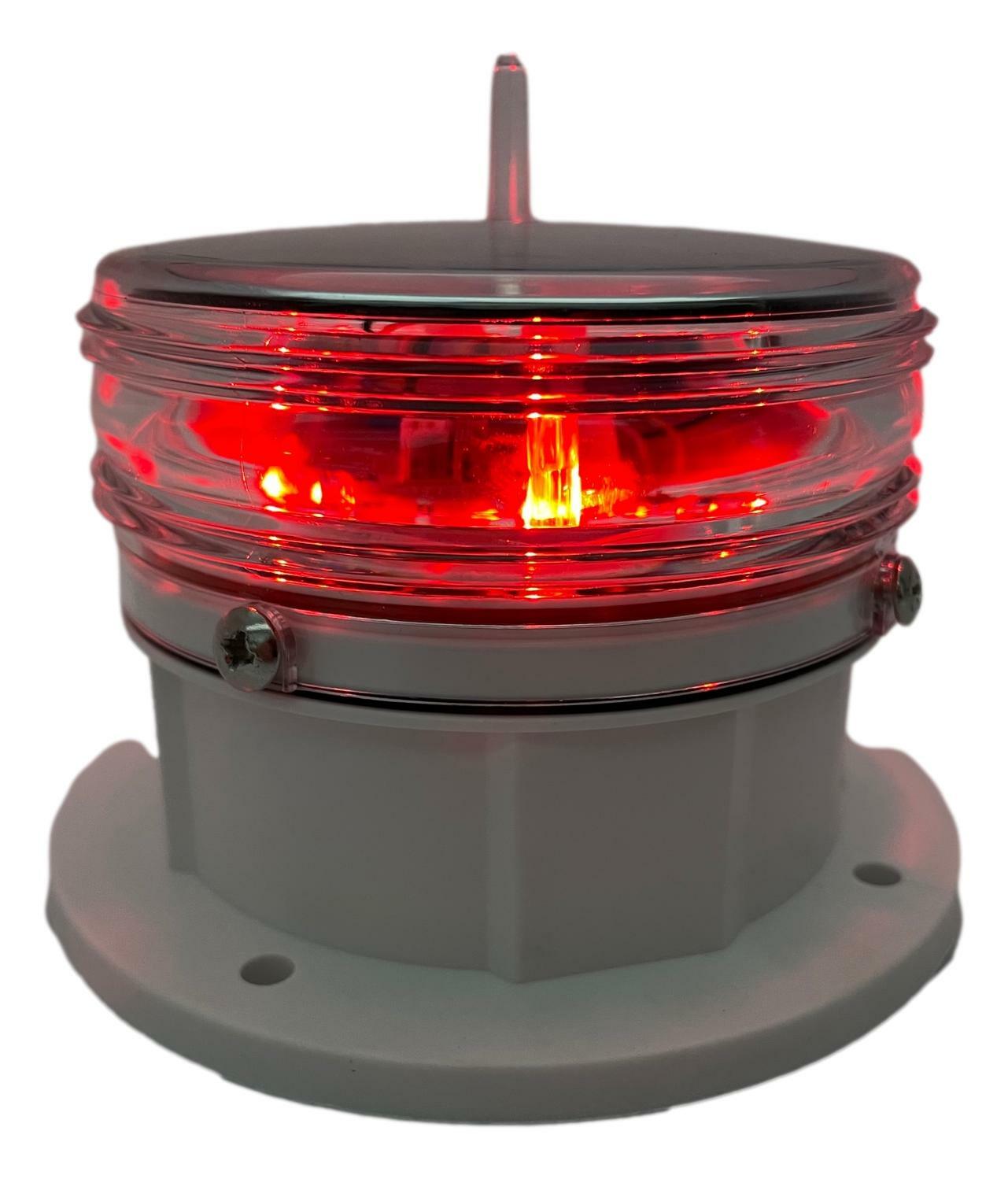Marine Solar Warning Light - RED LED Marine Dock Barge Safety Beacon ...
