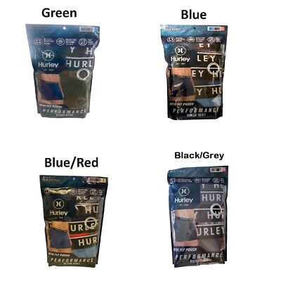 Hurley Mens Tag Free Moisture Wicking Fly Pouch Performance Boxer ...