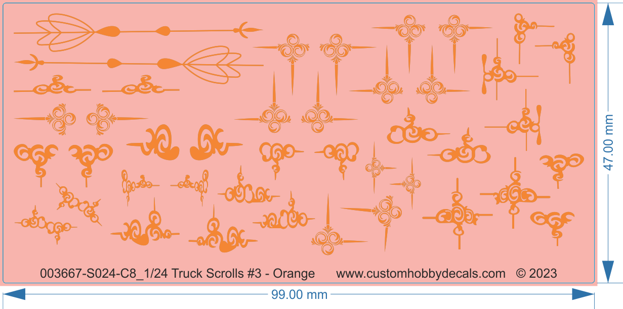 Truck Scrolls #3 - 1/14 1/16 1/24 1/32 1/43 1/50 1/64 1/87 - Water ...