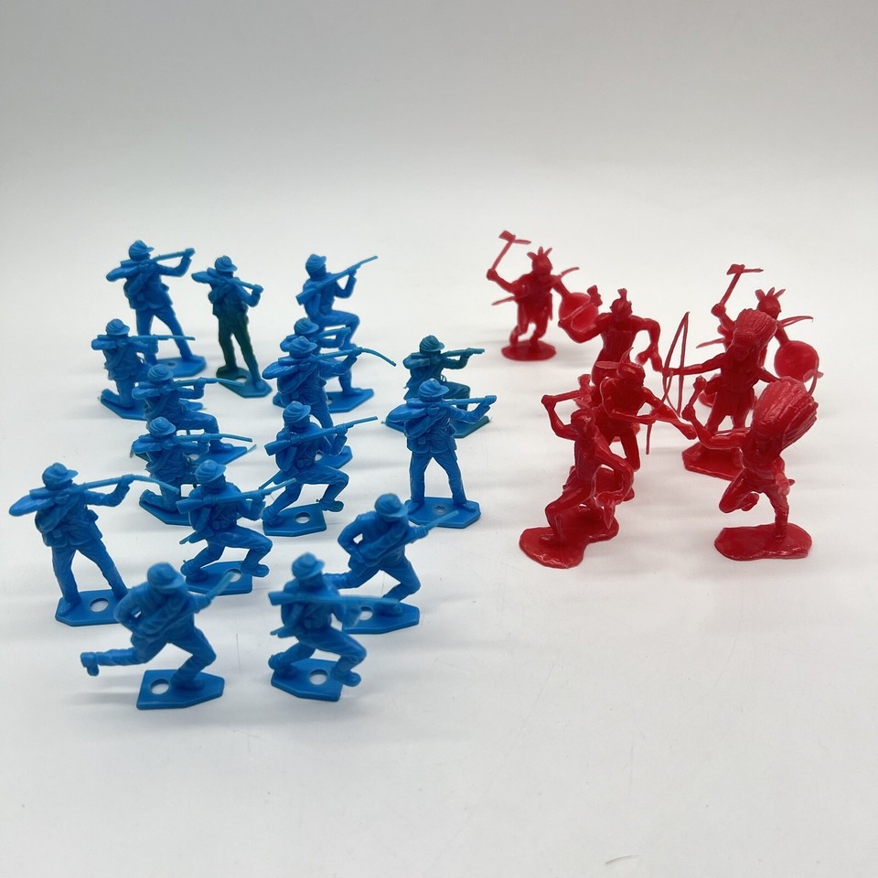 Marx Toys Soldiers Military Infantry Blue Men & MPC Red Indians Lot 20 ...