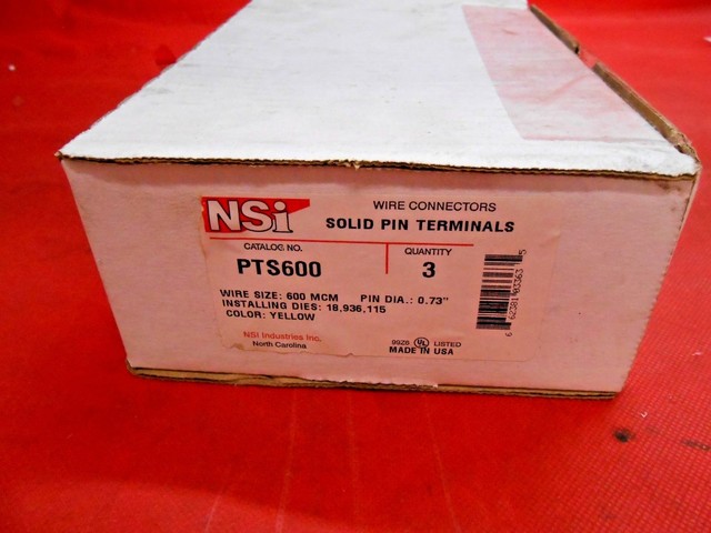 NSI PTS600 Solid Pin Terminals 600mcm .73"dia - 600 to 500 MCM Reducer ...