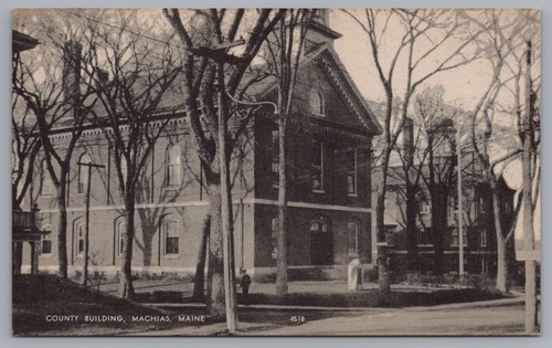 County Building And Trees Machias Maine Postcard | eBay