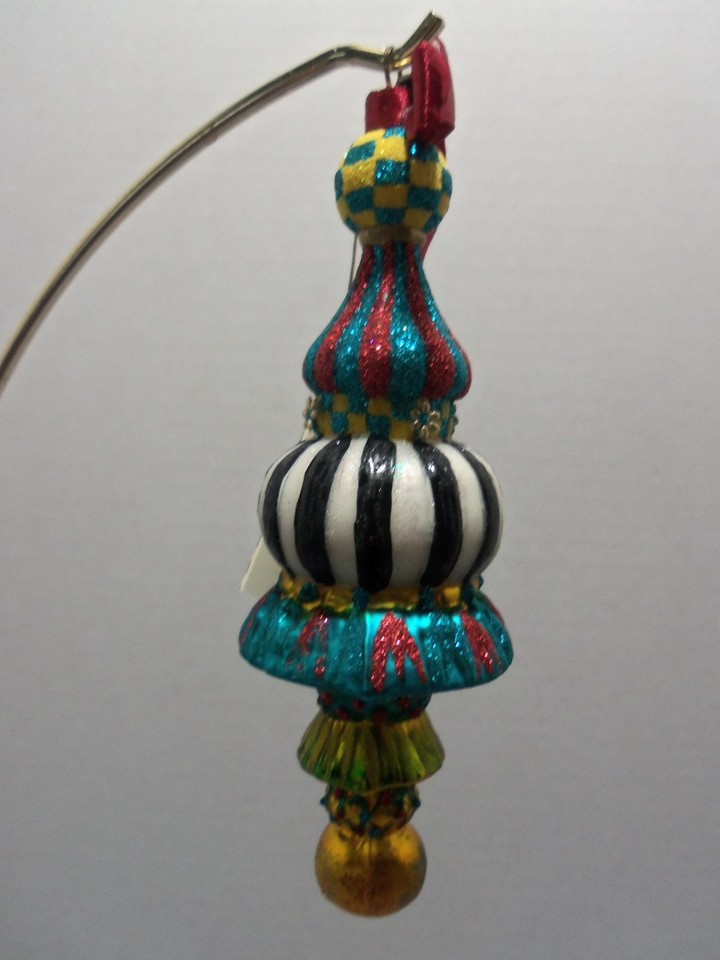 MacKenzie Childs Christmas Ornament "Stripes & Checks Glass Tassel" | eBay
