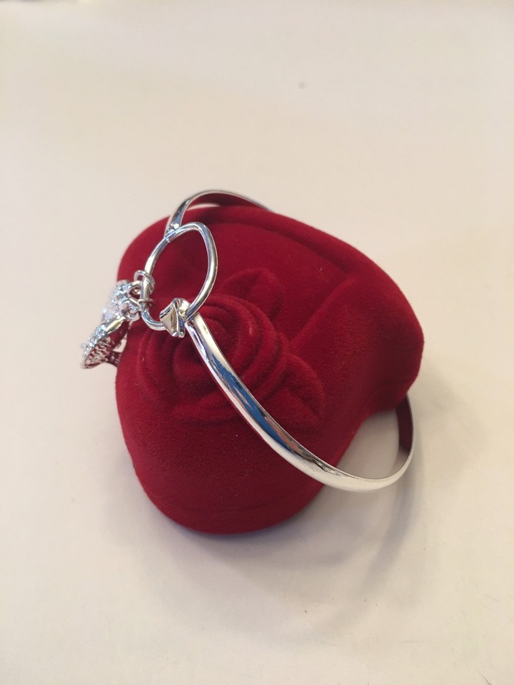 SILVER PLATED BANGLE BRACELET WITH DANGLING FISH --B52006 | eBay