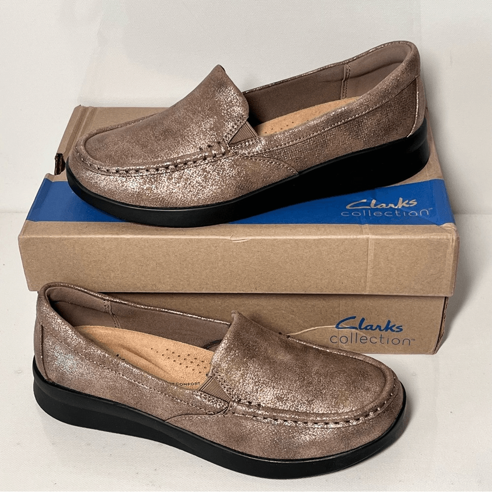 Clarks Ellowyn Lux Leather/Textile Slip-Ons Size: 8 | eBay