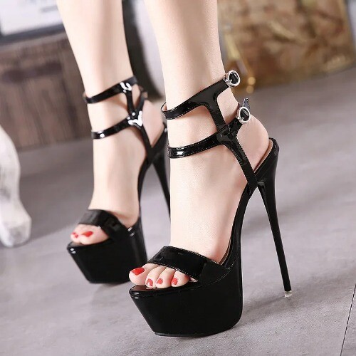 17cm High Heels Sandals Sexy Peep Toe Platform Ankle Buckle Strap Party Pumps | eBay