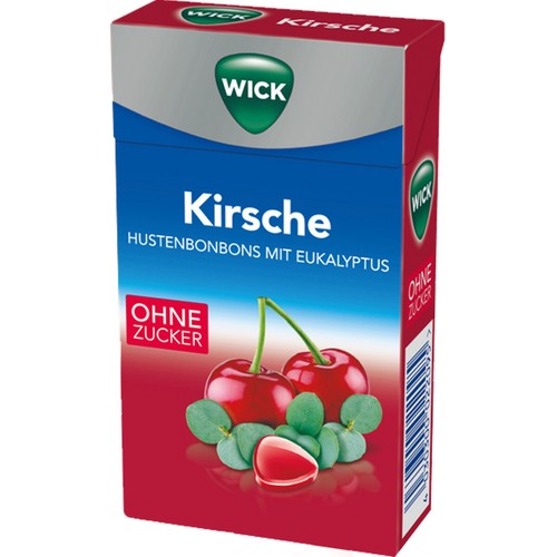 WICK Kirsche mit Eukalyptus fruchtige zuckerfreie Halsbonbons 46g | eBay
