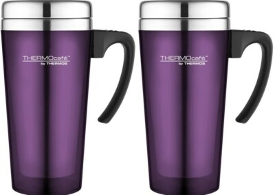 2x Thermos ThermoCafé Translucent Stainless Steel Travel Mug Cup 420ml ...