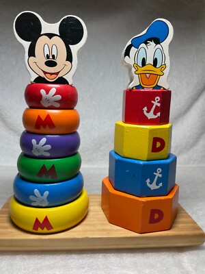 Disney Melissa & Doug Mickey Mouse & Donald Duck Wooden Stacker 12 Pc ...