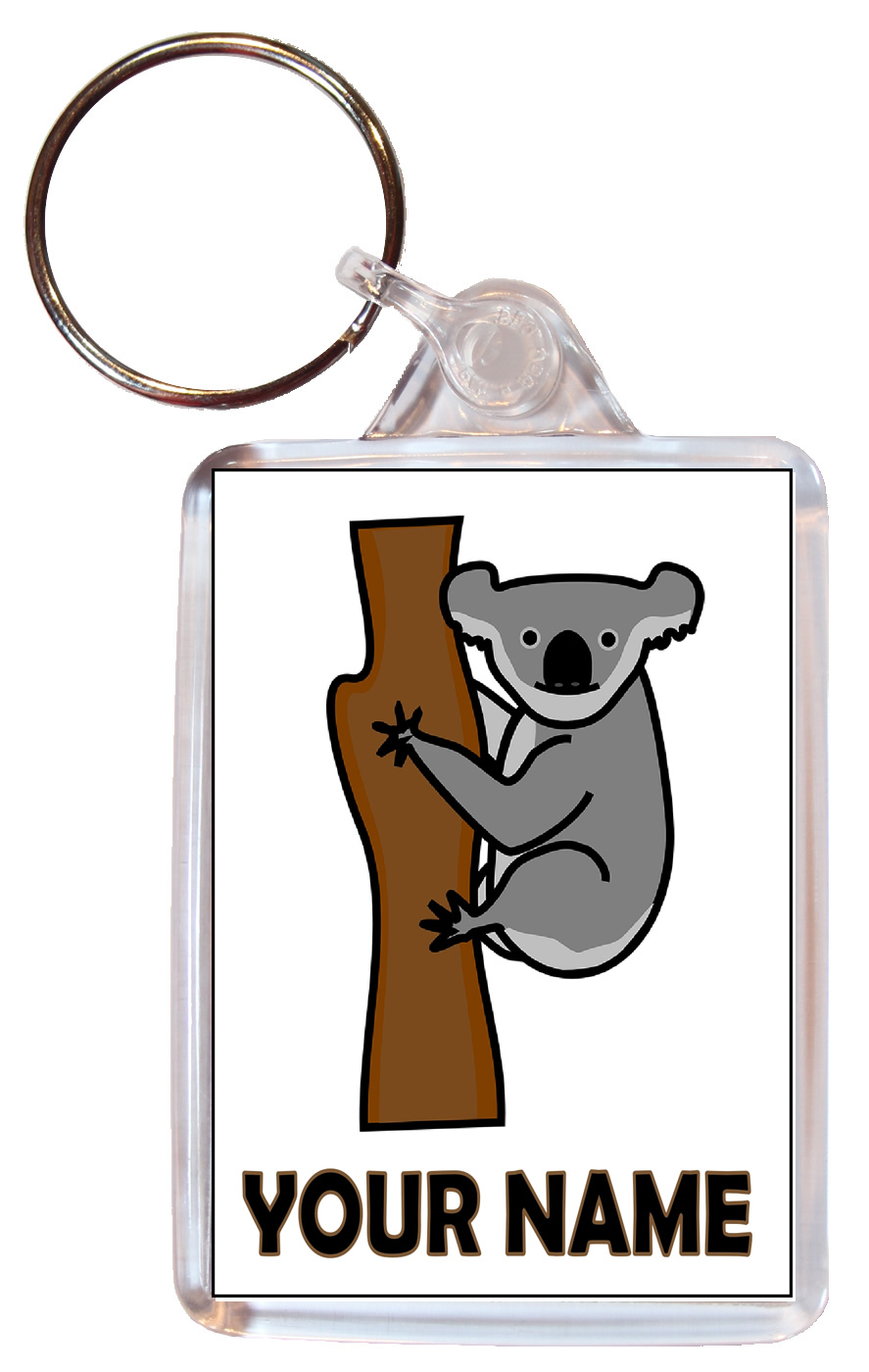 Personalised Koala Keyring Children/Childs/Kids/ Gift School Name Bag ...