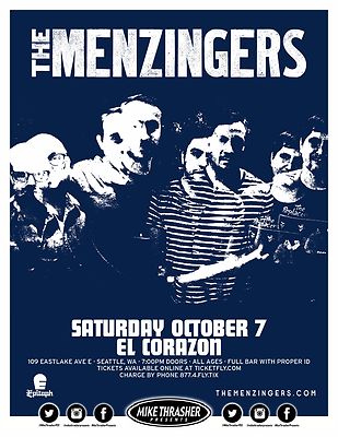 THE MENZINGERS 2017 SEATTLE, WASHINGTON CONCERT TOUR POSTER - Punk Rock ...