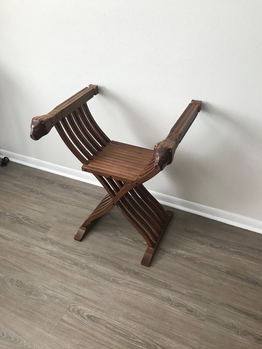 Antique Roman Commander Savonarola Curule Chair Seat Wood Folding ...